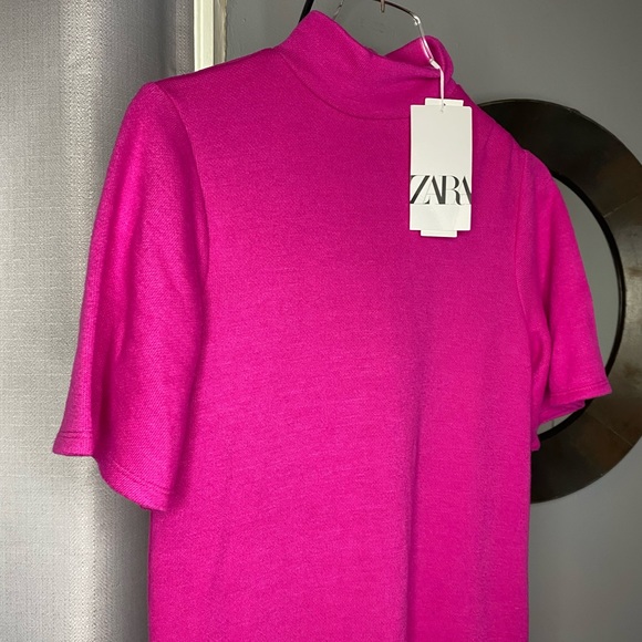 Zara | Dresses | Nwt Zara Woman Soft Mock Neck Pink Dress Size M Medium ...